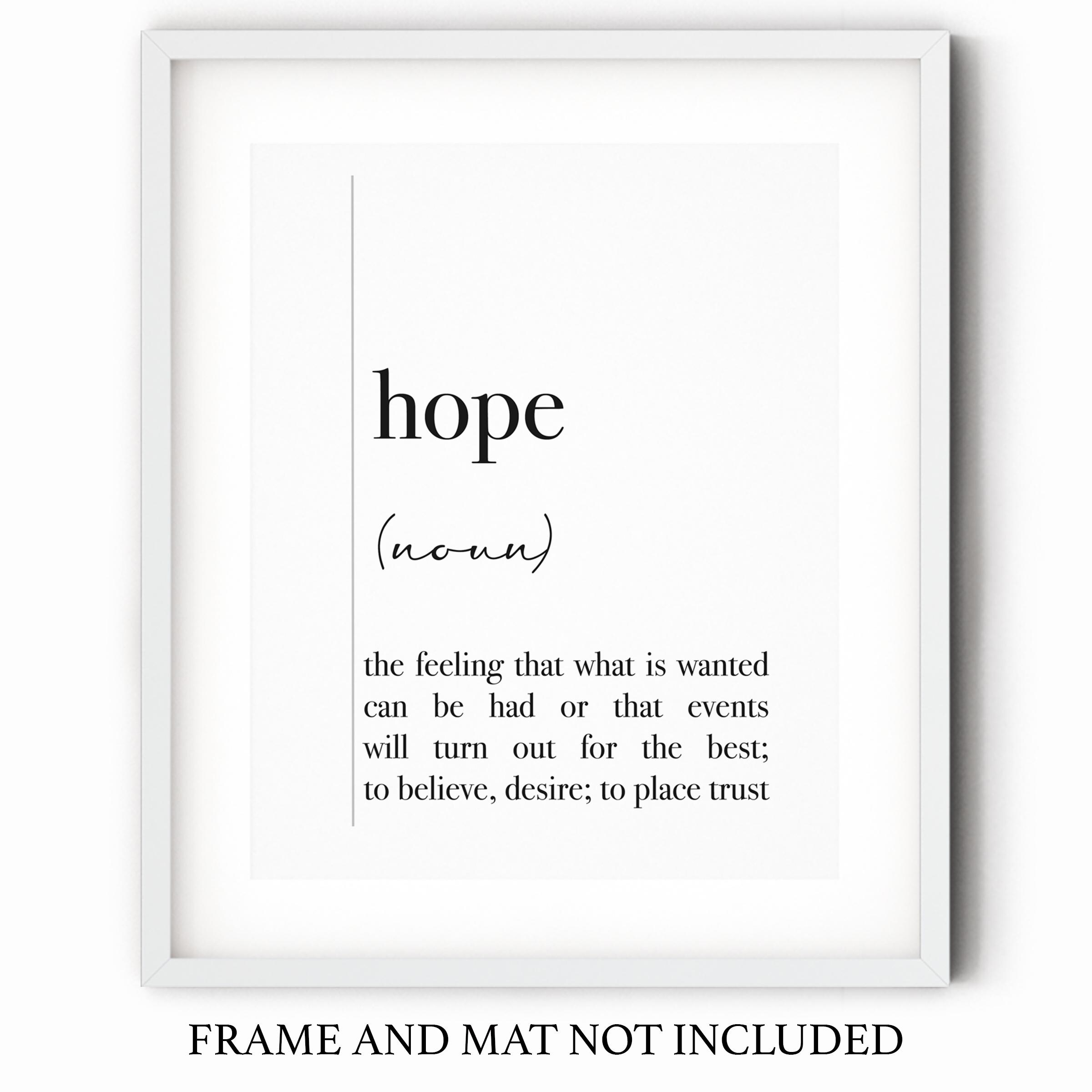 Hope Definition Wall Art, Inspirational Words, Positive Affirmation ...