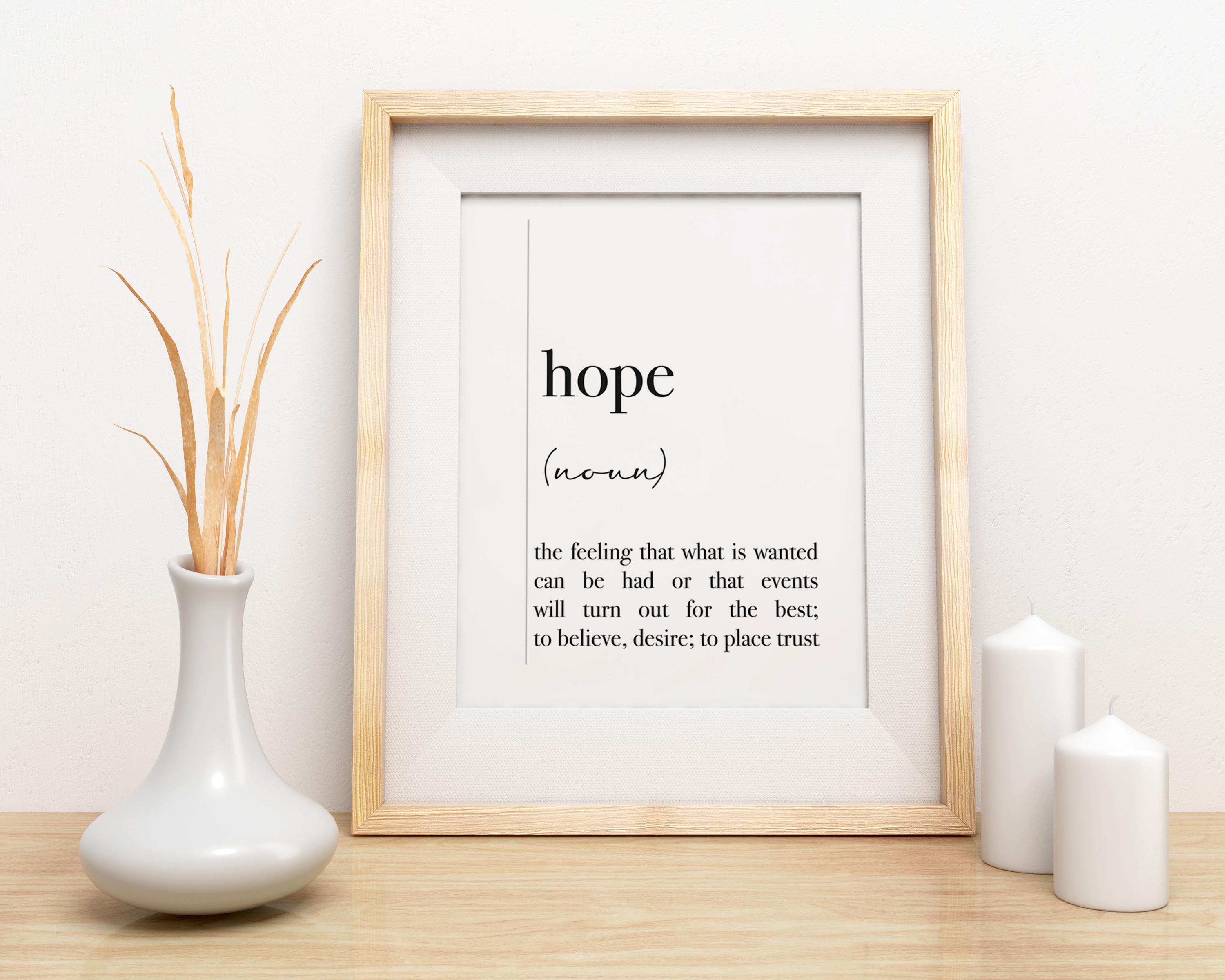 Hope Definition Wall Art, Inspirational Words, Positive Affirmation ...