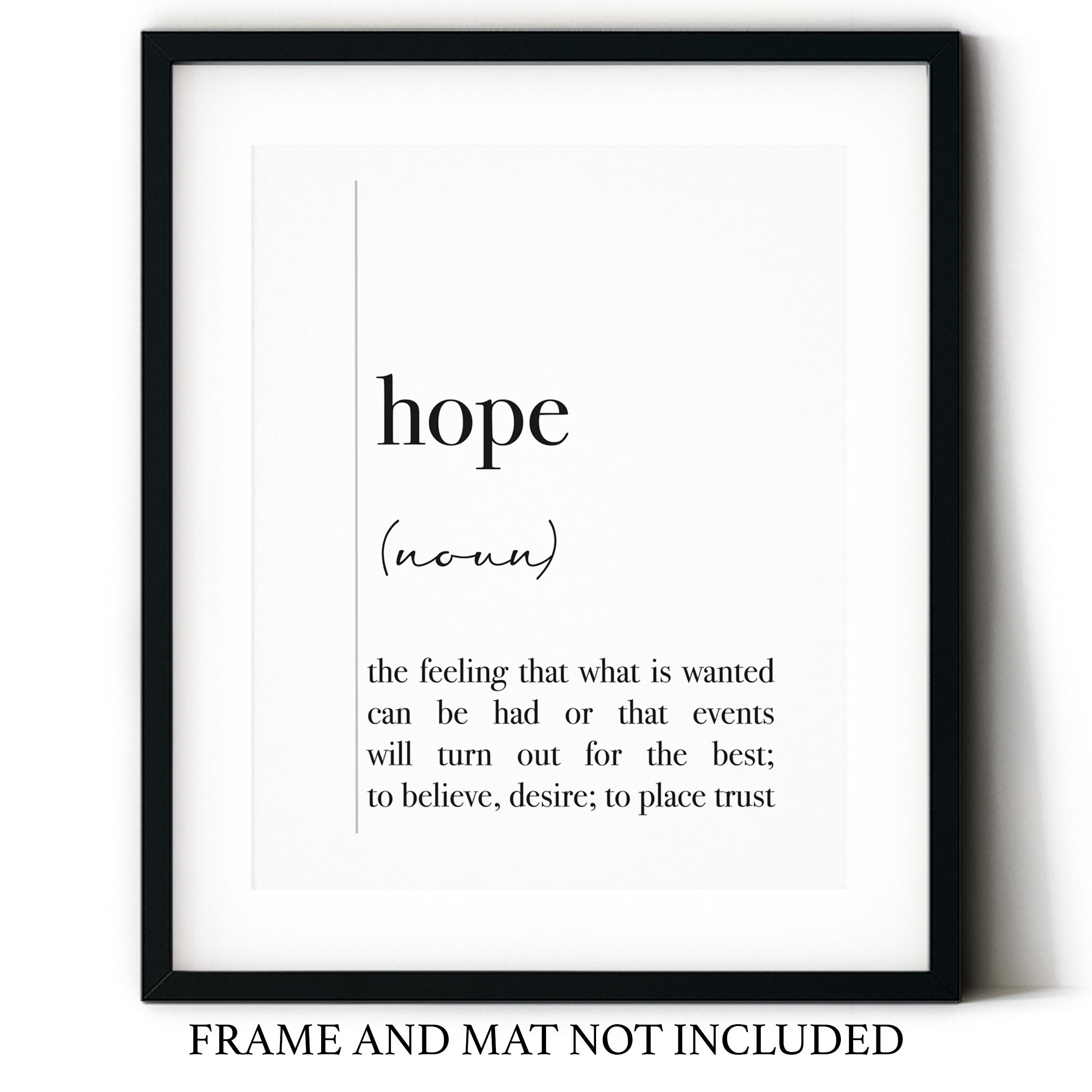 Hope Definition Wall Art, Inspirational Words, Positive Affirmation ...