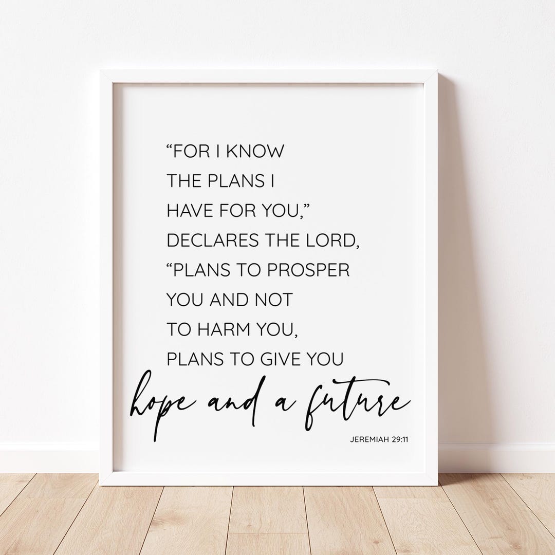 For I Know the Plans I Have for You Bible Verse Wall Art, Jeremiah 29 ...