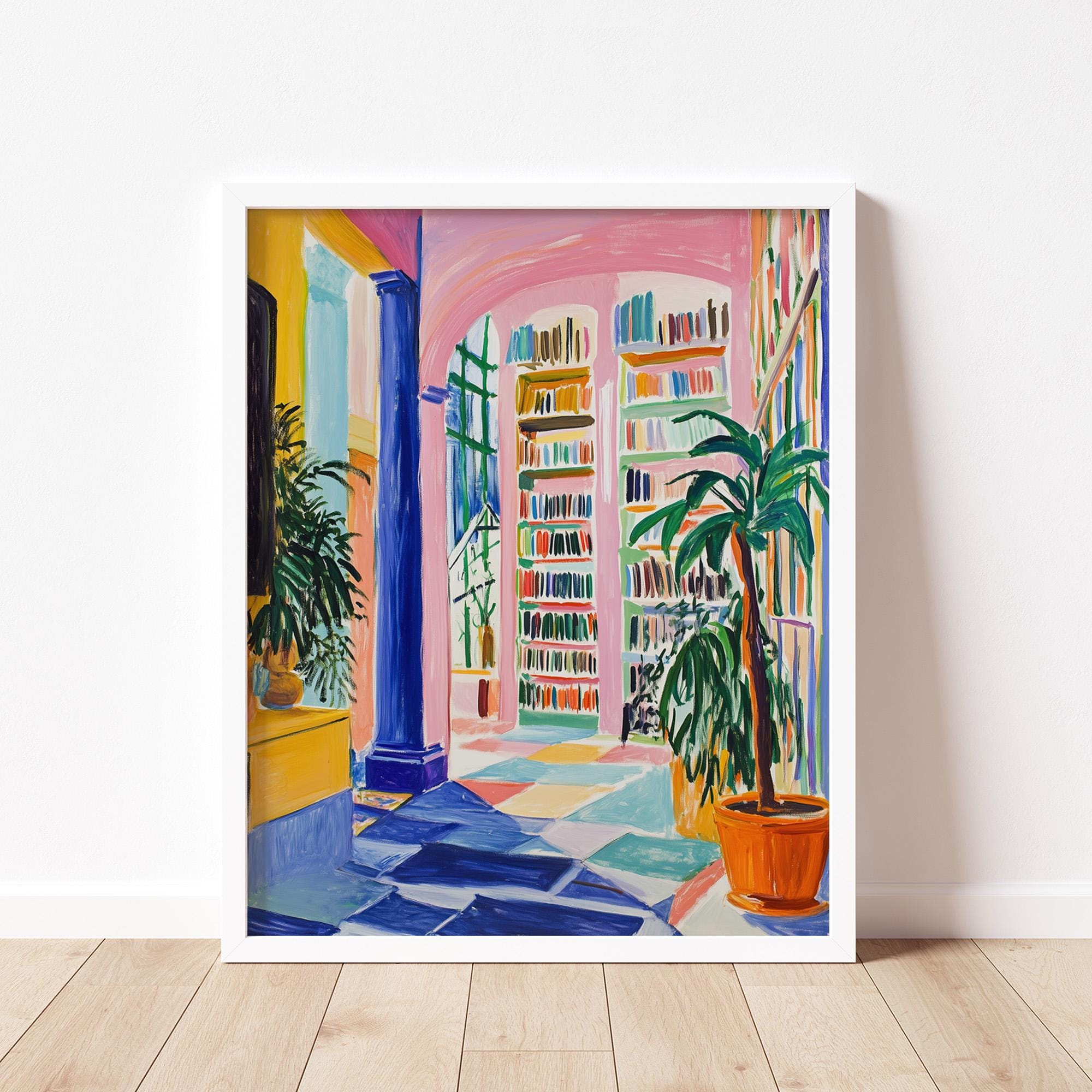 Vibrant Library Matisse Raoul Dufy Inspired Art Print, Bookish Artwork ...