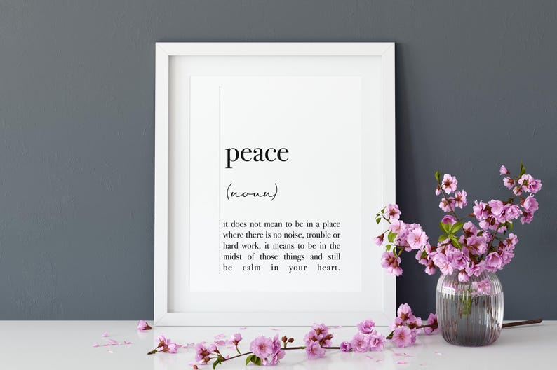 Peace Definition Wall Art, Inspirational Words, Positive Affirmation ...
