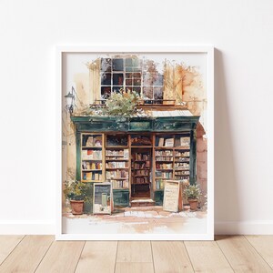 Bookshop Exterior Watercolor Art Print, Bookish Poster, Bookish Artwork ...