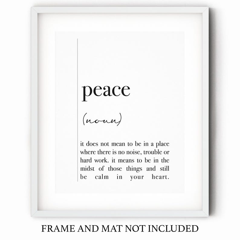 Peace Definition Wall Art, Inspirational Words, Positive Affirmation ...