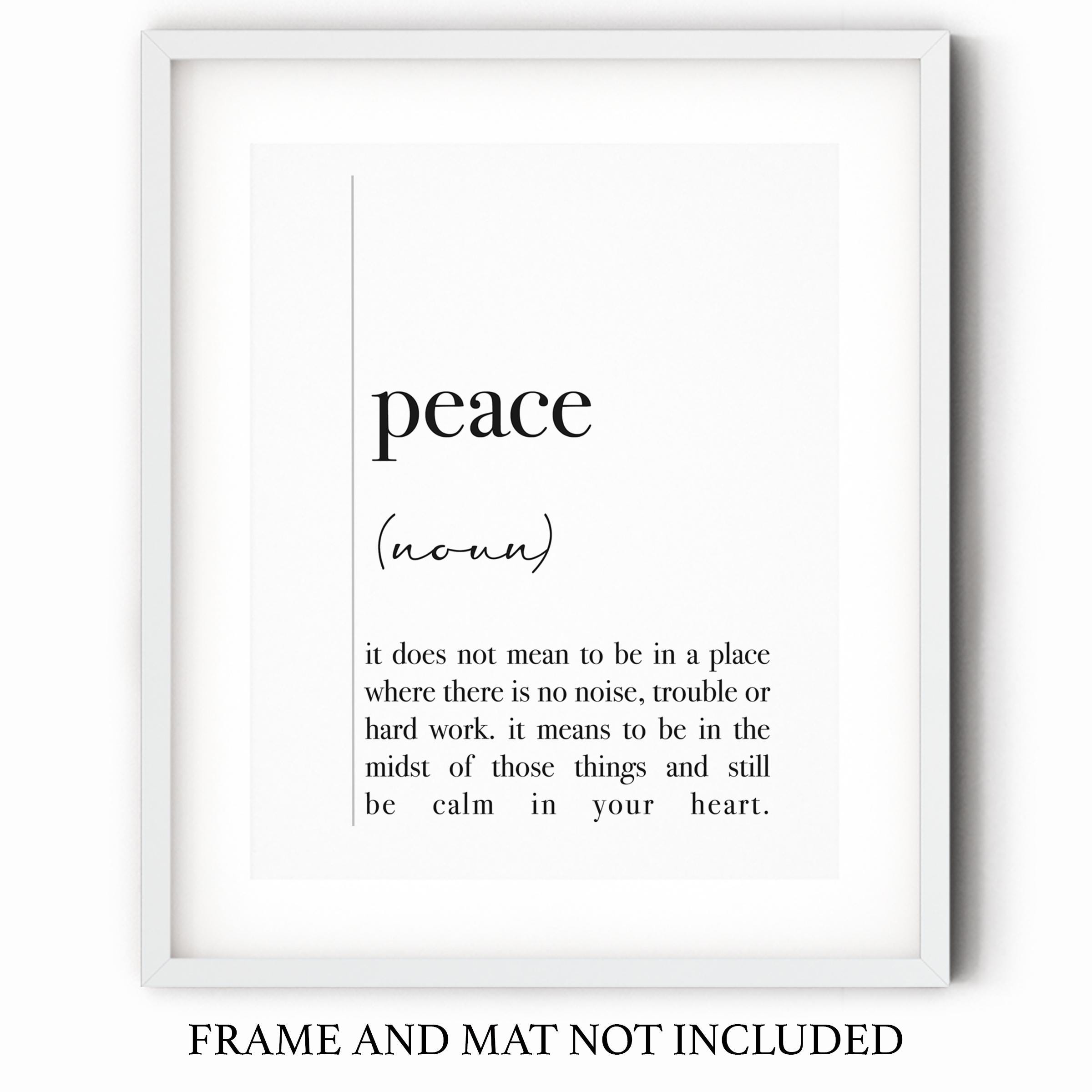 Peace Definition Wall Art, Inspirational Words, Positive Affirmation ...