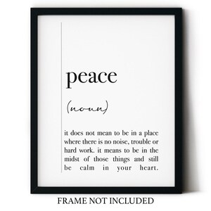 Peace Definition Wall Art, Inspirational Words, Positive Affirmation ...
