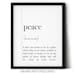 Peace Definition Wall Art, Inspirational Words, Positive Affirmation ...