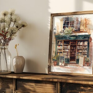 Bookshop Exterior Watercolor Art Print, Bookish Poster, Bookish Artwork ...