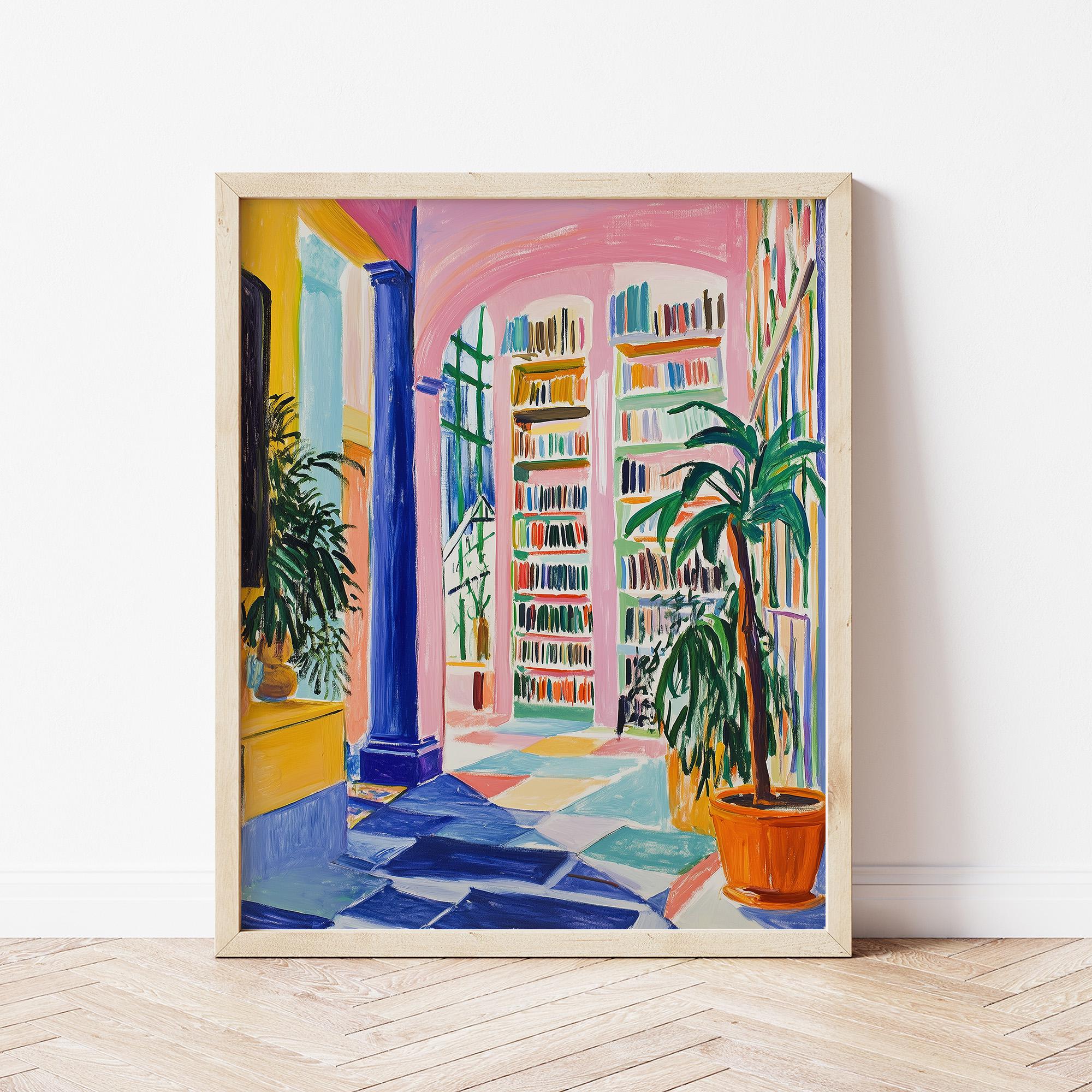 Vibrant Library Matisse Raoul Dufy Inspired Art Print, Bookish Artwork ...