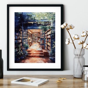Bookshop Interior Watercolor Art Print, Bookish Poster, Bookish Artwork ...