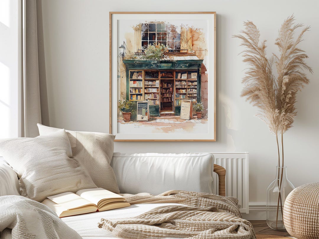 Bookshop Exterior Watercolor Art Print, Bookish Poster, Bookish Artwork, Library Print, Reading ...
