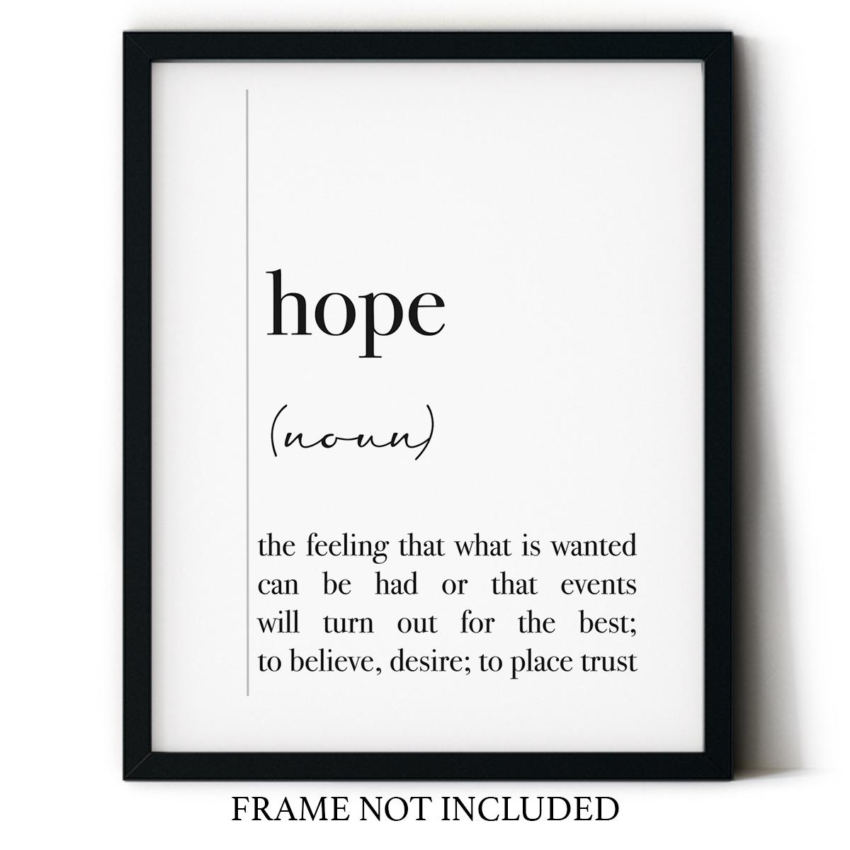Hope Definition Wall Art, Inspirational Words, Positive Affirmation ...