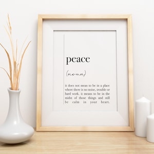 Peace Definition Wall Art, Inspirational Words, Positive Affirmation ...
