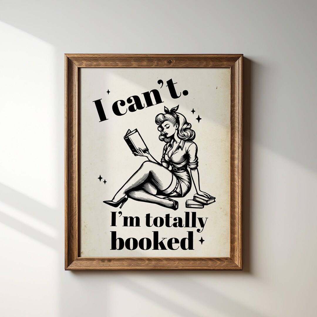 I'm Totally Booked Pinup Model Art Print, Library Print, Bookish Poster ...