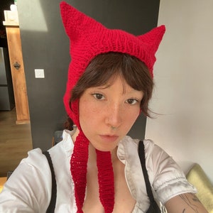 PATTERN for an Adult Knitted Devil Hat / Halloween Horn Hat That Ties ...