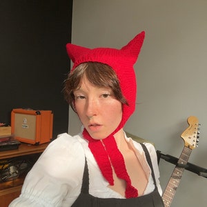 PATTERN for an Adult Knitted Devil Hat / Halloween Horn Hat That Ties ...