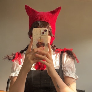 PATTERN for an Adult Knitted Devil Hat / Halloween Horn Hat That Ties ...