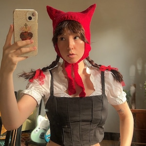 PATTERN for an Adult Knitted Devil Hat / Halloween Horn Hat That Ties ...