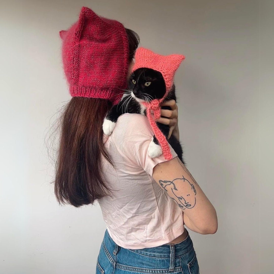 PATTERN Matching Knitted Hats for You and Your Cat - Etsy