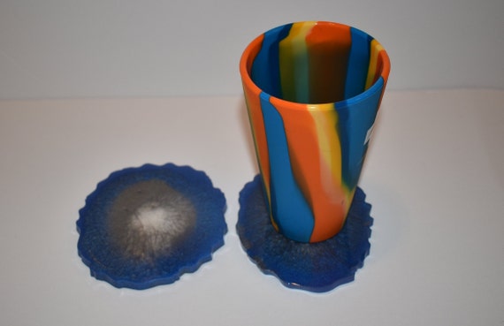 Home & Living Kitchen & Dining Blue And Gray Resin Coasters etna.com.pe