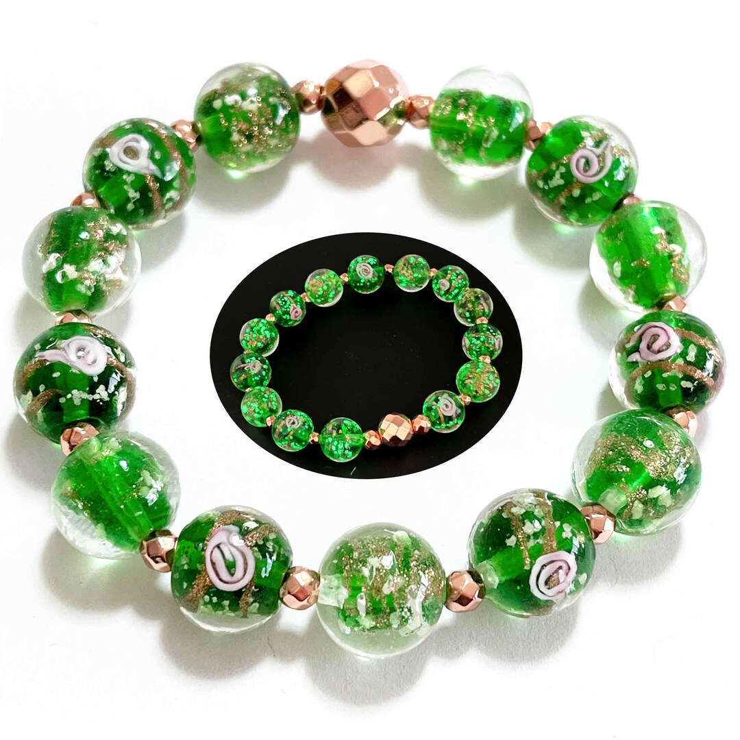 ARTSY Crafts Glow in the Dark Firefly Beads Bracelet, European Lampwork ...