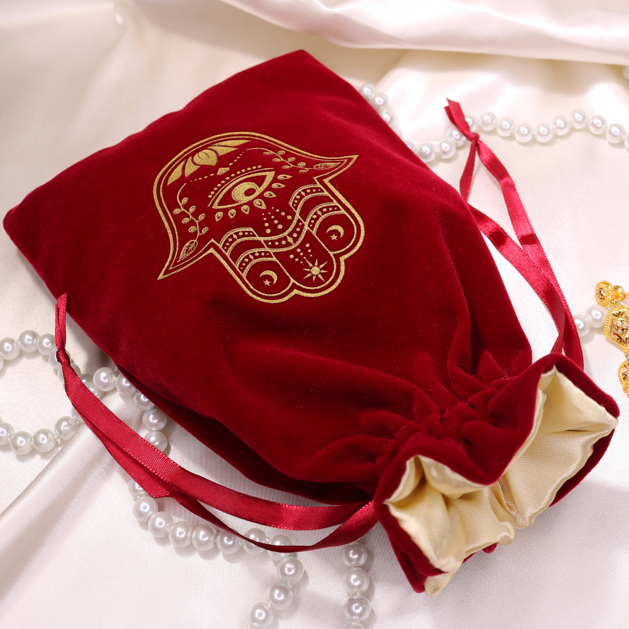 6x9 Hamsa Hand Red Velvet Jewelry Pouch Gift Bags - Etsy