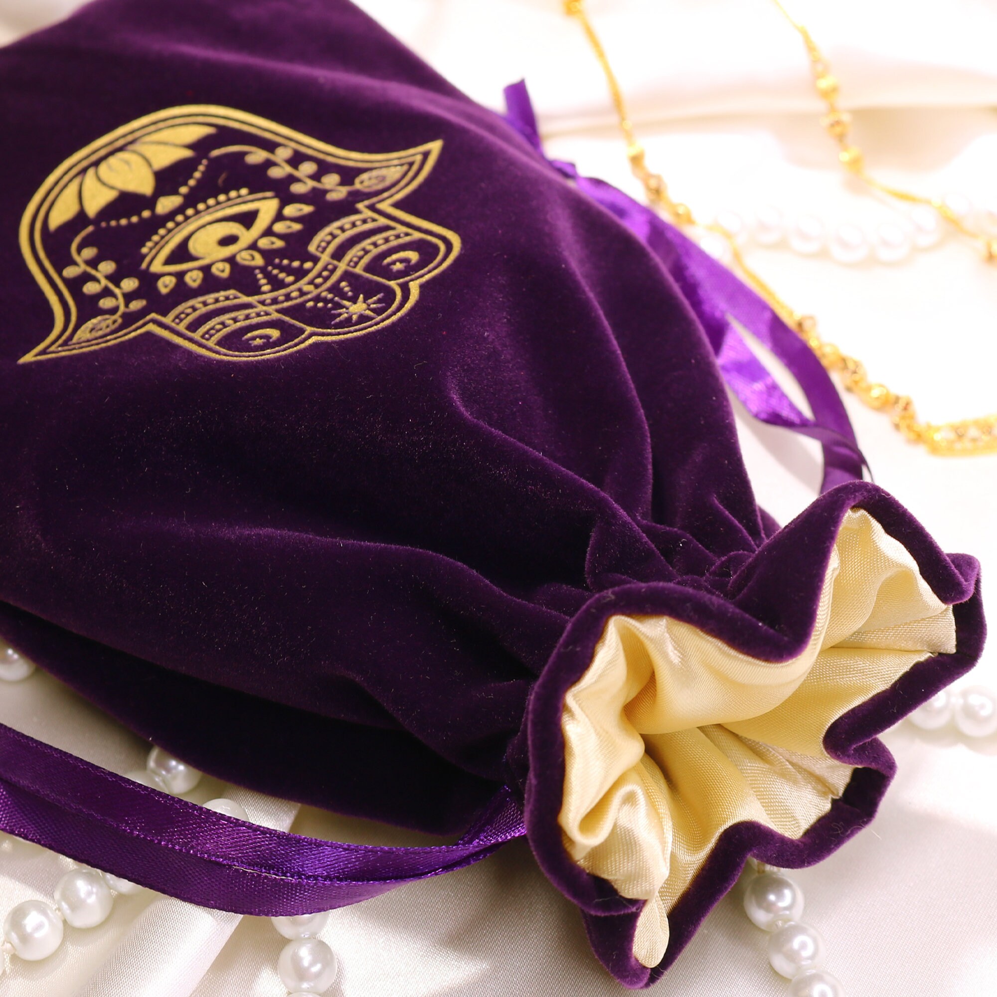 6x9 Hamsa Hand Purple Velvet Jewelry Pouch Gift Bags - Etsy