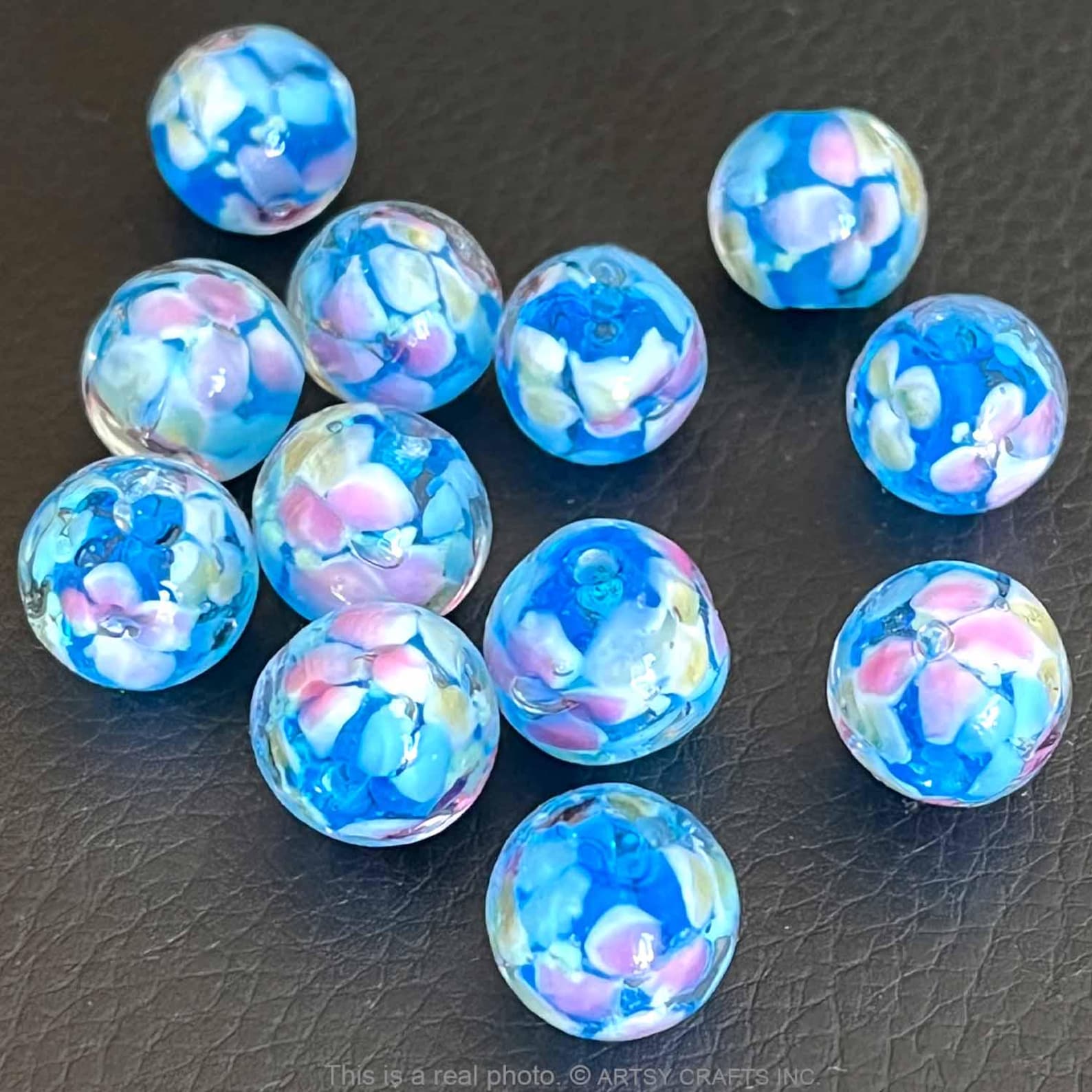 12 Pcs 12mm Glow in the Dark Glass Beads - Blue Lily, Murano Glass ...
