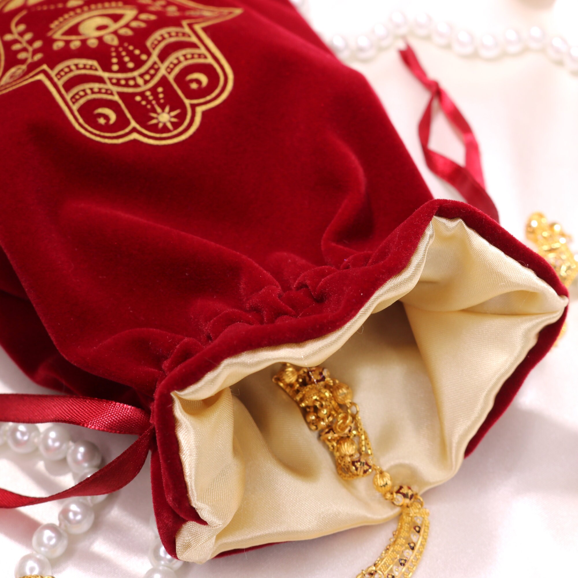6x9 Hamsa Hand Red Velvet Jewelry Pouch Gift Bags - Etsy