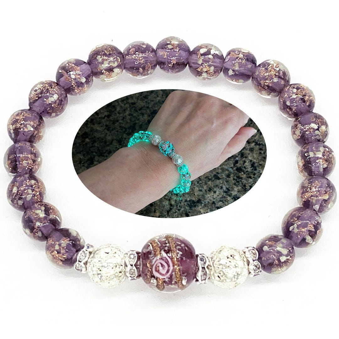 ARTSY Crafts Glow in the Dark Firefly Bead Bracelets, Luminous Murano ...