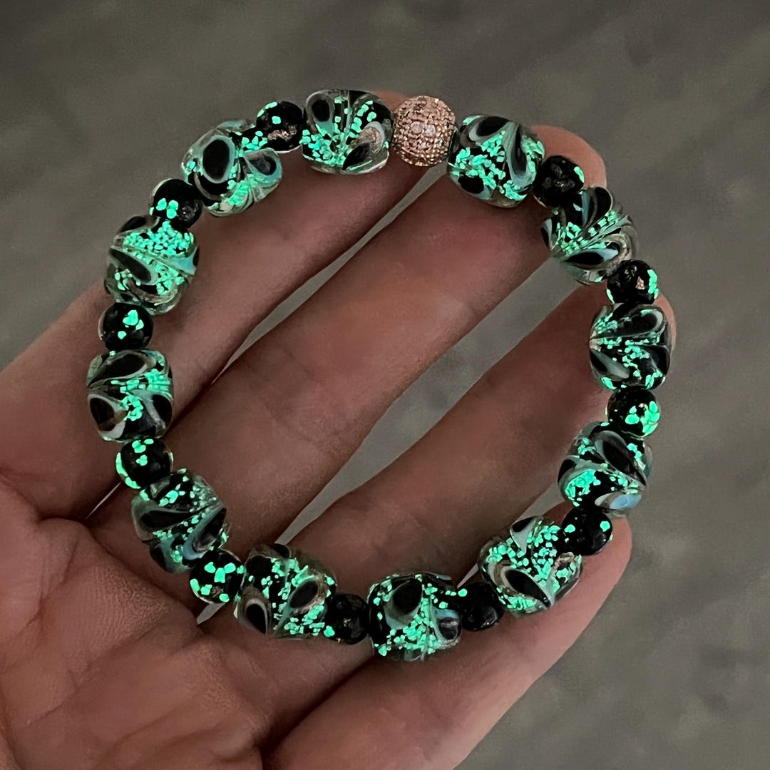 Peacock Feather Glow in the Dark Firefly Bead Bracelets, Luminous ...