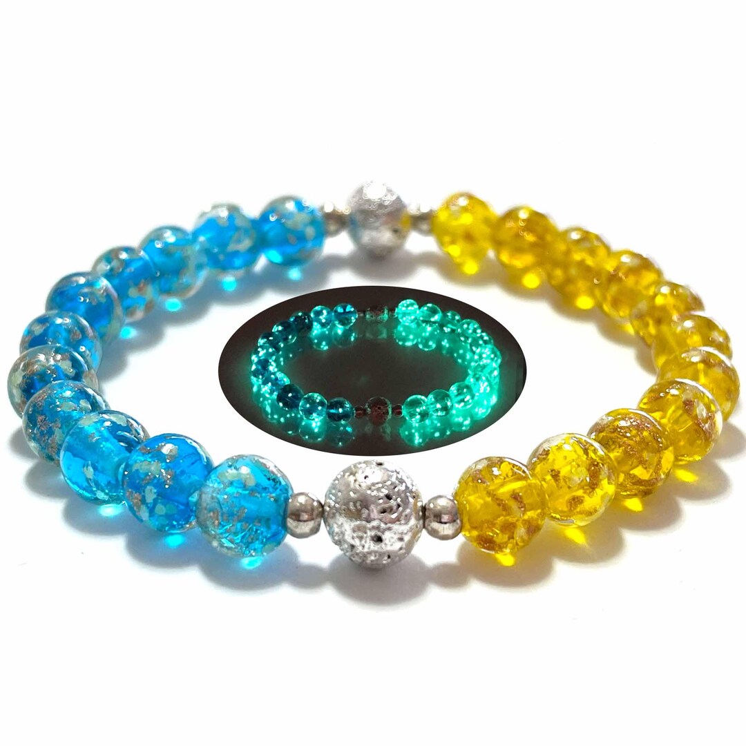 ARTSY Crafts Glow in the Dark Firefly Beads Bracelet, European Lampwork ...