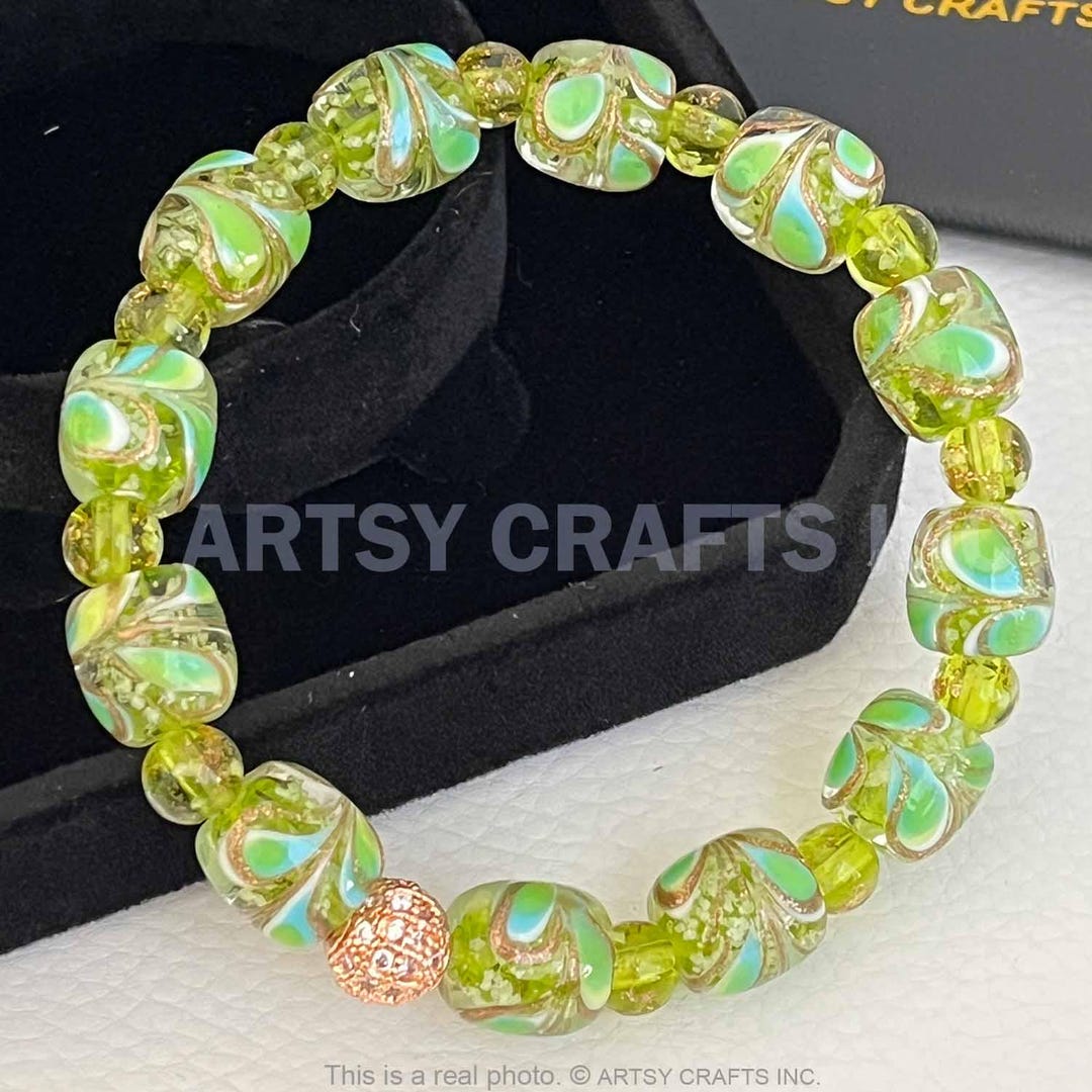 Peacock Feather Glow in the Dark Firefly Bead Bracelets, Luminous ...