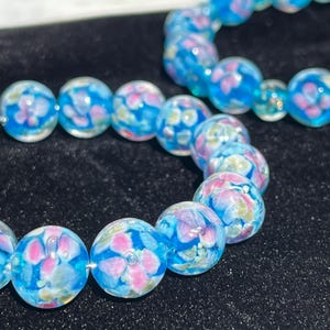 12 Pcs 12mm Glow in the Dark Glass Beads - Blue Lily, Murano Glass ...