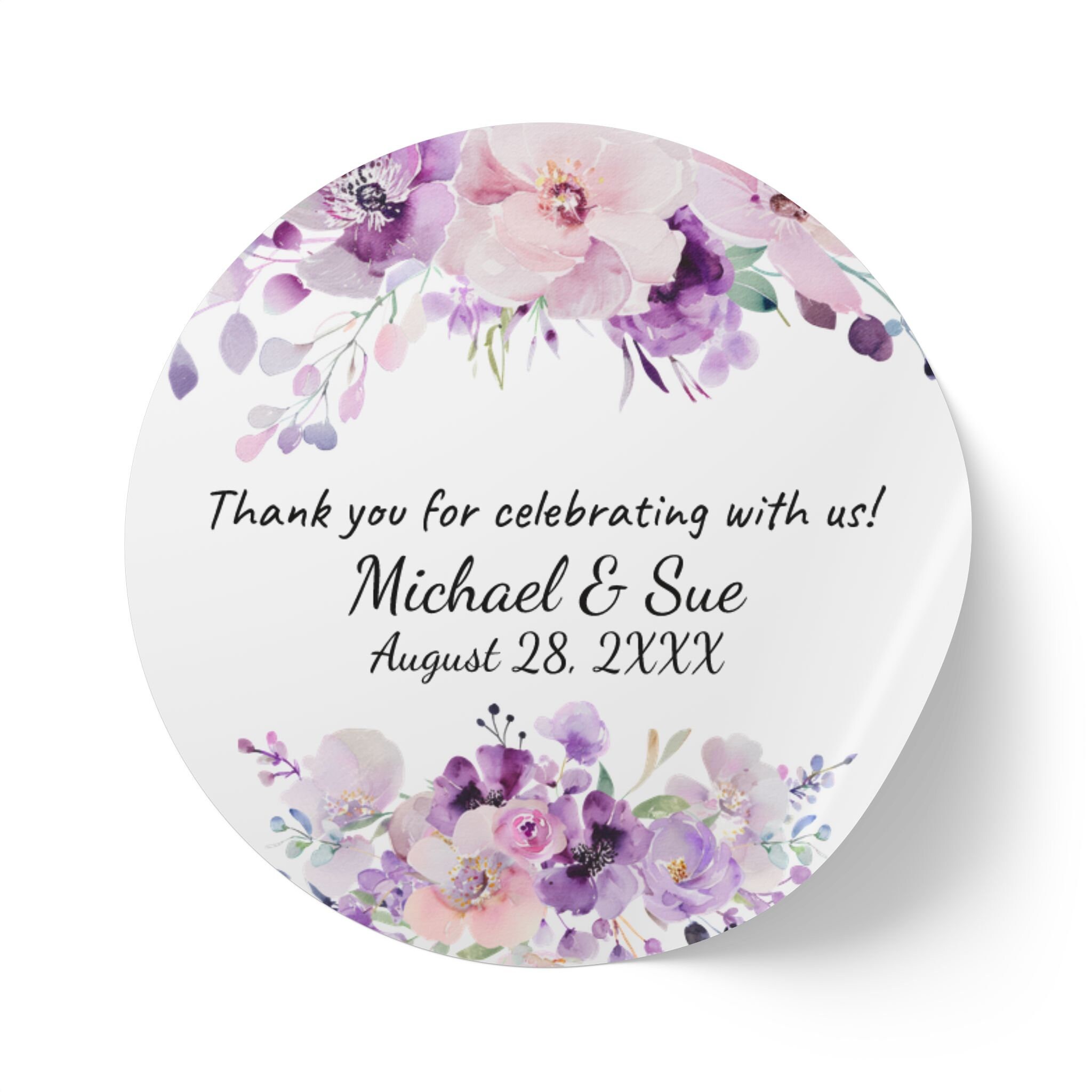 Personalized Stickers for Wedding, Engagement, Thank You, Round, Bulk ...