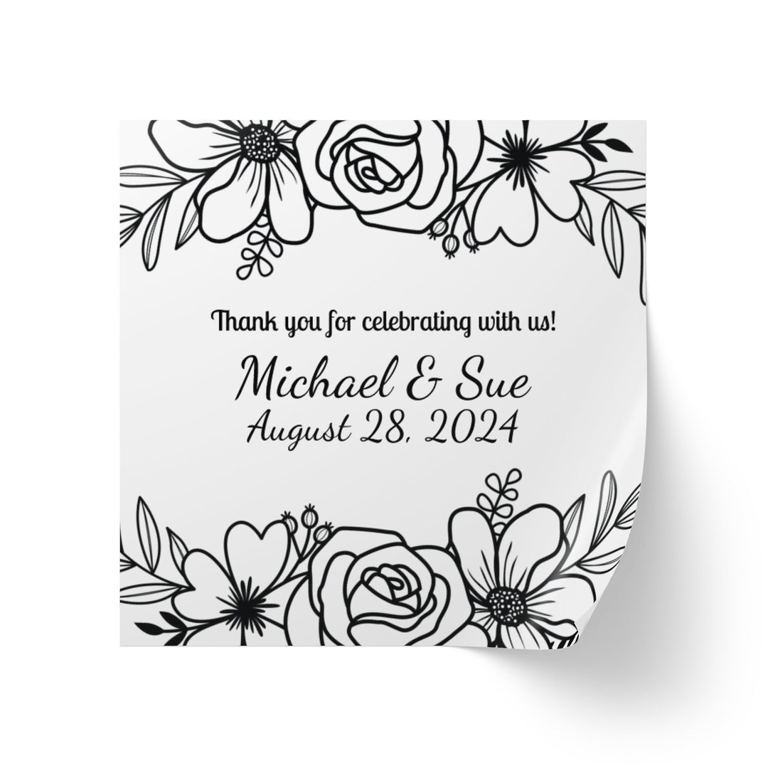 On a Roll Custom/personalized, Engaged/wedding Stickers Square, Black ...