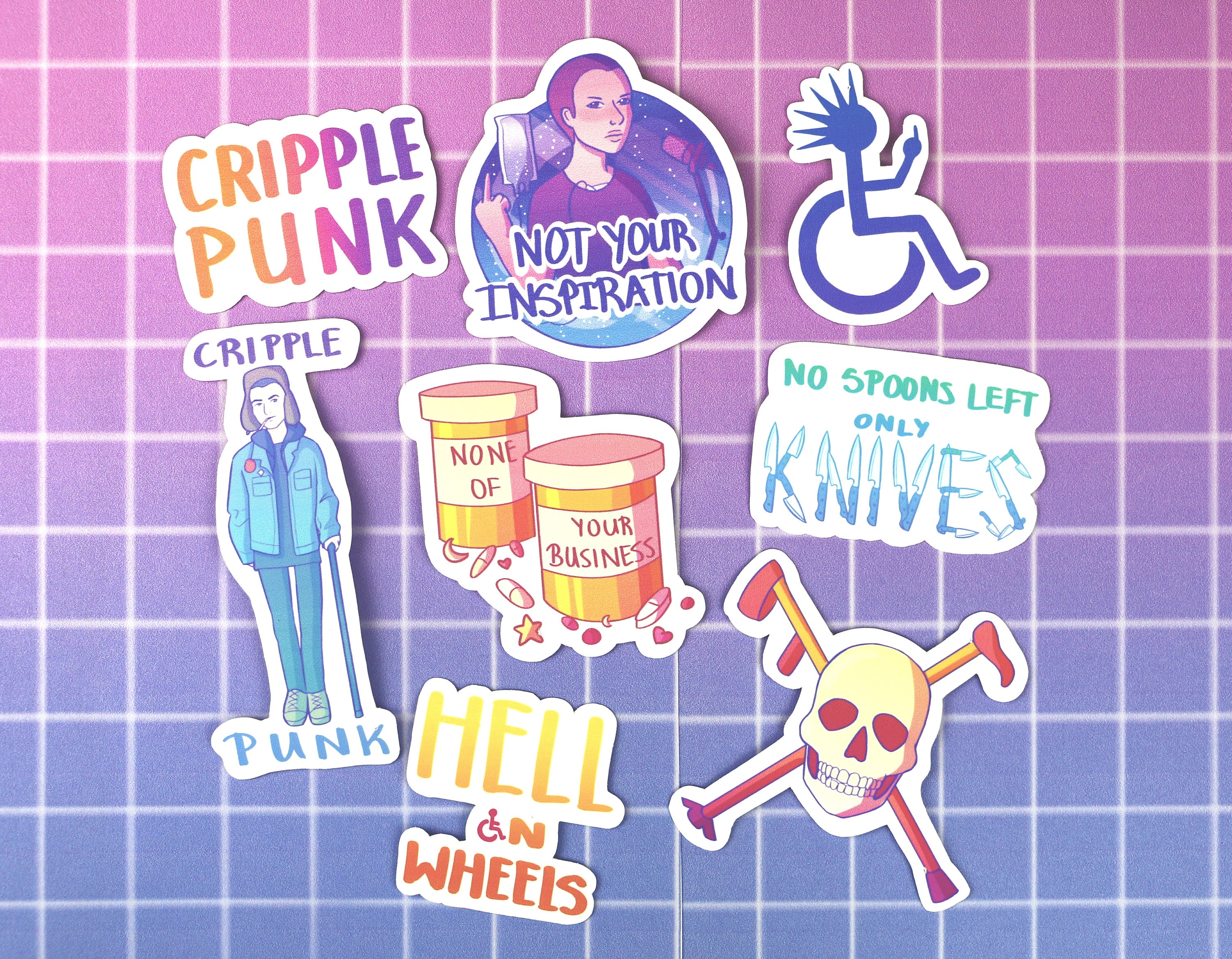 Cripple Punk Sticker Set Disabled Chronic Illness Medical - Etsy