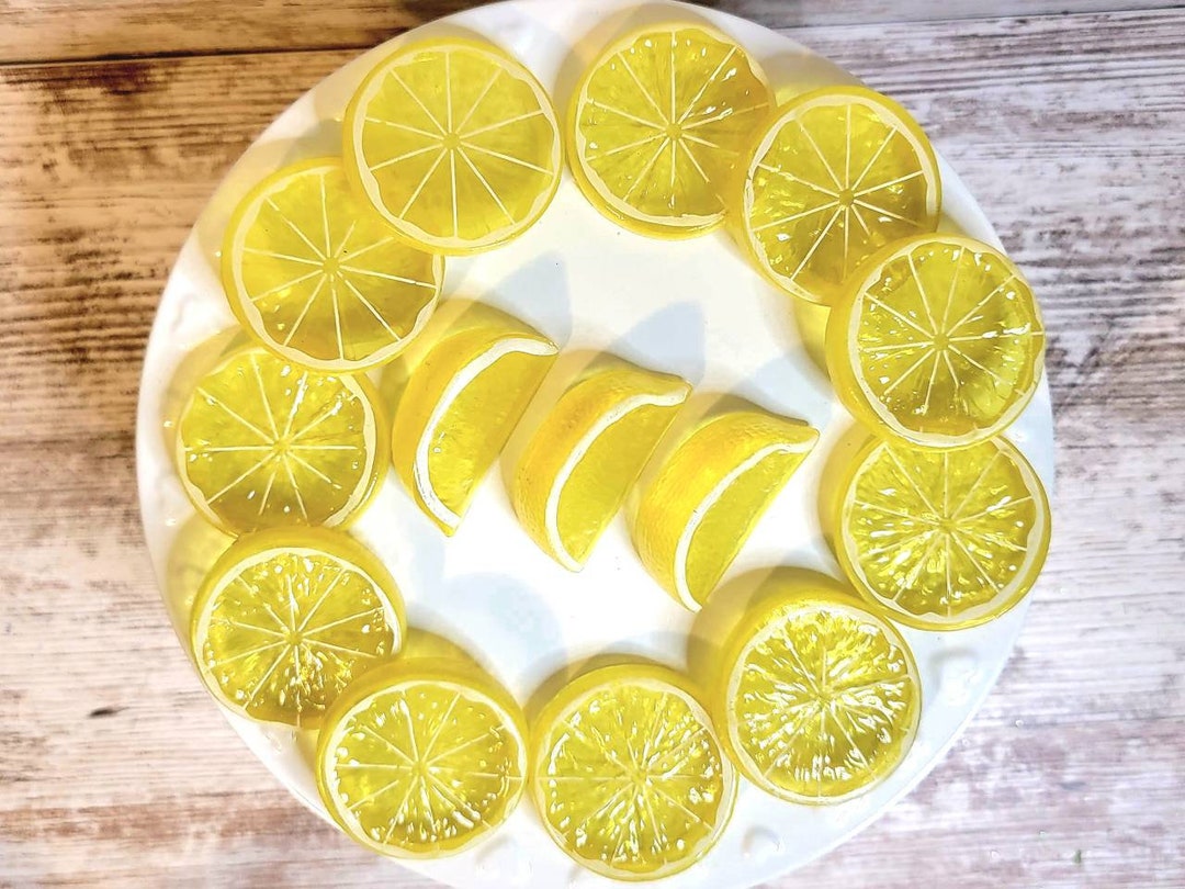 Set of Three Faux Lemon Slices or Wedges for Farmhouse Decor, Fake Bake ...
