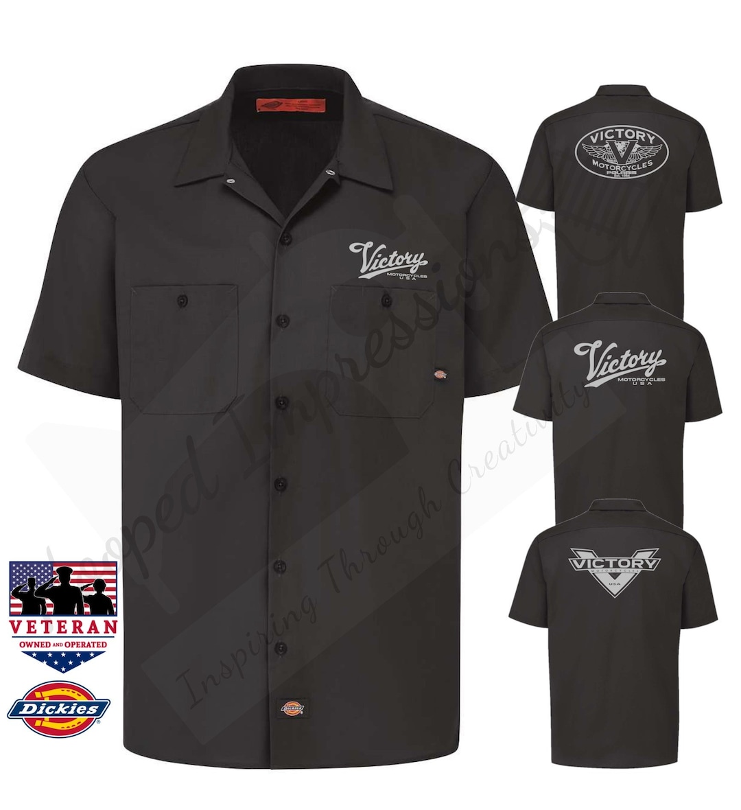 Black Victory Motorcycles Mechanix Work Shirt With SILVER REFELTIVE - Etsy