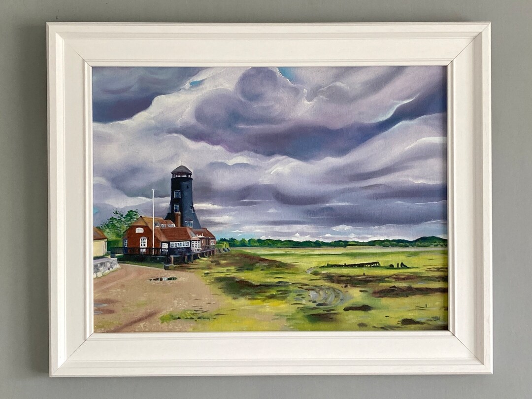 Langstone Harbour Original Oil Painting in White Wood Frame - Etsy