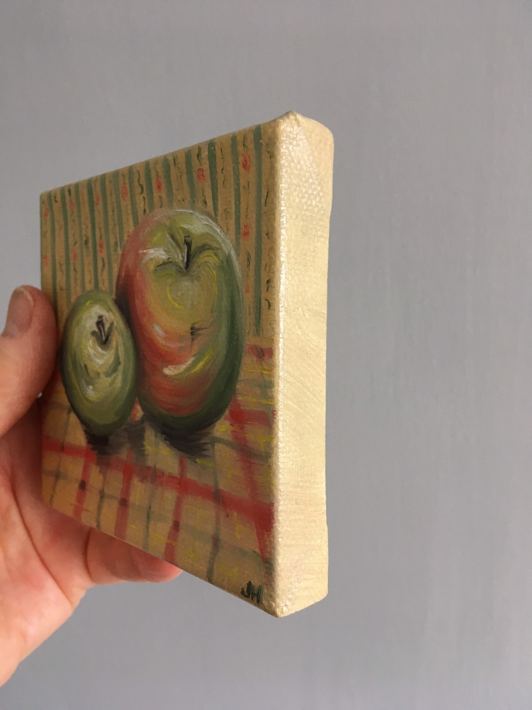 Two Apples Retro Style Oil Still Life Painting on Mini Canvas - Etsy.de