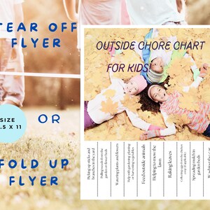 Kid's Chore Chart Inside Chores and Outside Chores Tear off or Flip up ...