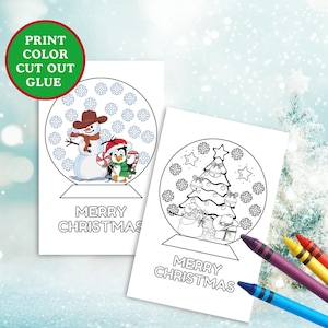 Build a Snow Globe Card/color Cut and Paste Craft/ Snow Globe Color and ...