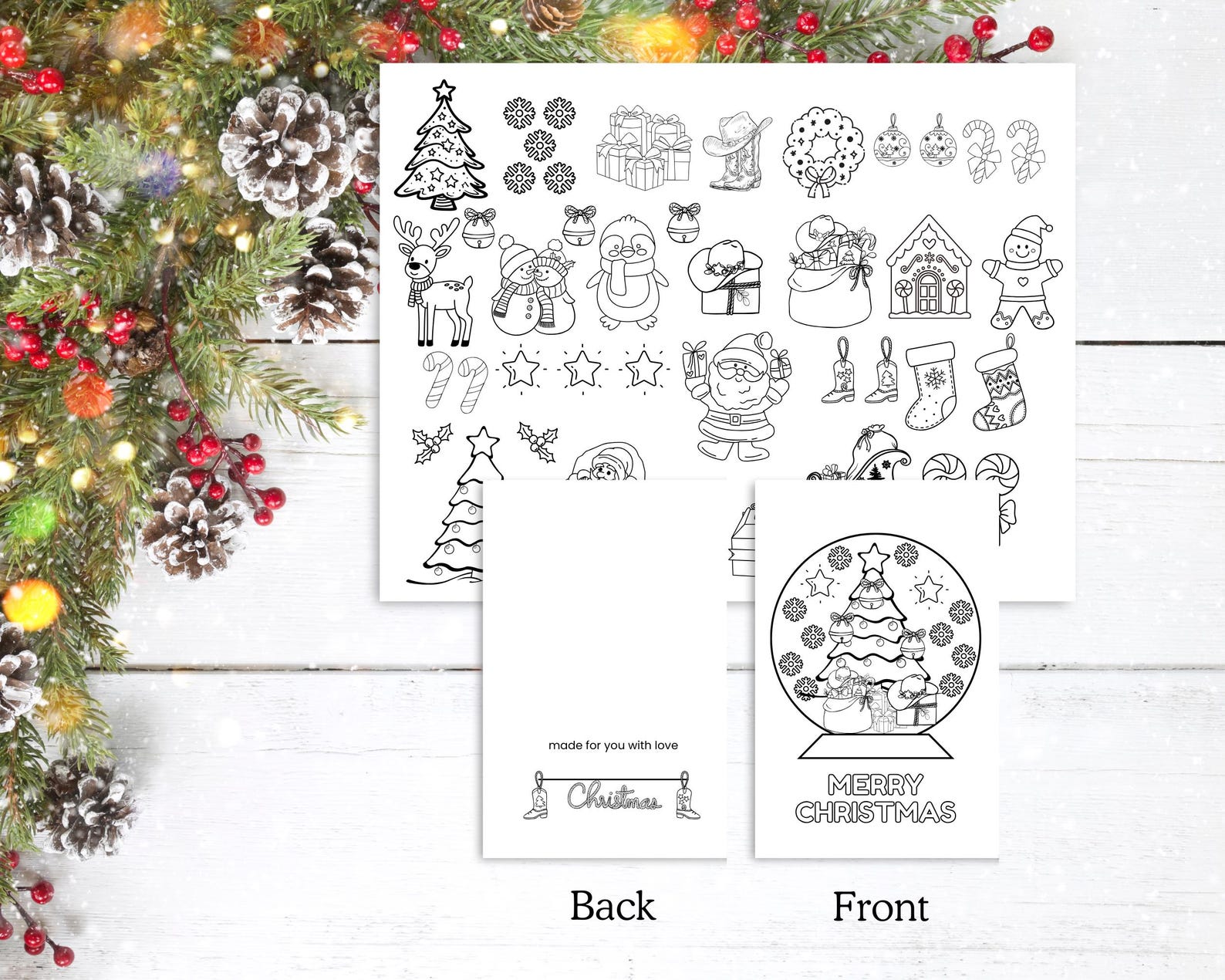 Build a Snow Globe Card/color Cut and Paste Craft/ Snow Globe Color and ...