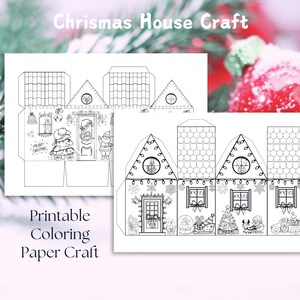Christmas Paper House Craft: Printable Coloring Activity (digital ...