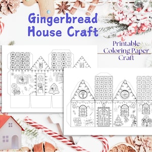 3D Gingerbread Paper House: Christmas Coloring Craft Activity ...