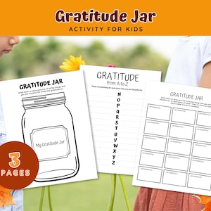 Gratitude Activity Bundle for Kids: Printable Jar Prompts, Printable ...