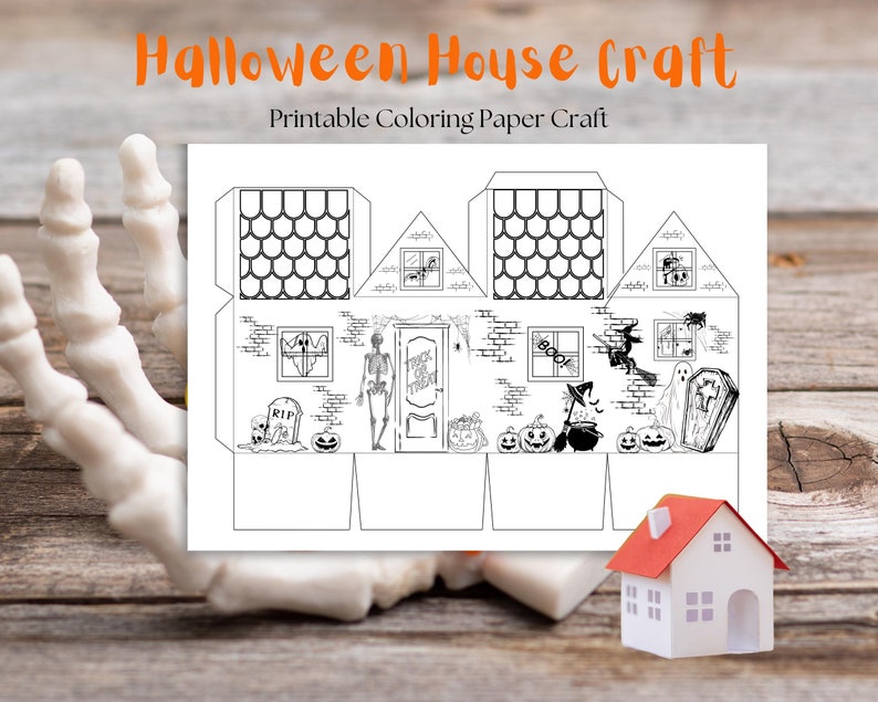Spooky Halloween House Paper Craft for Kids/printable Halloween Paper ...