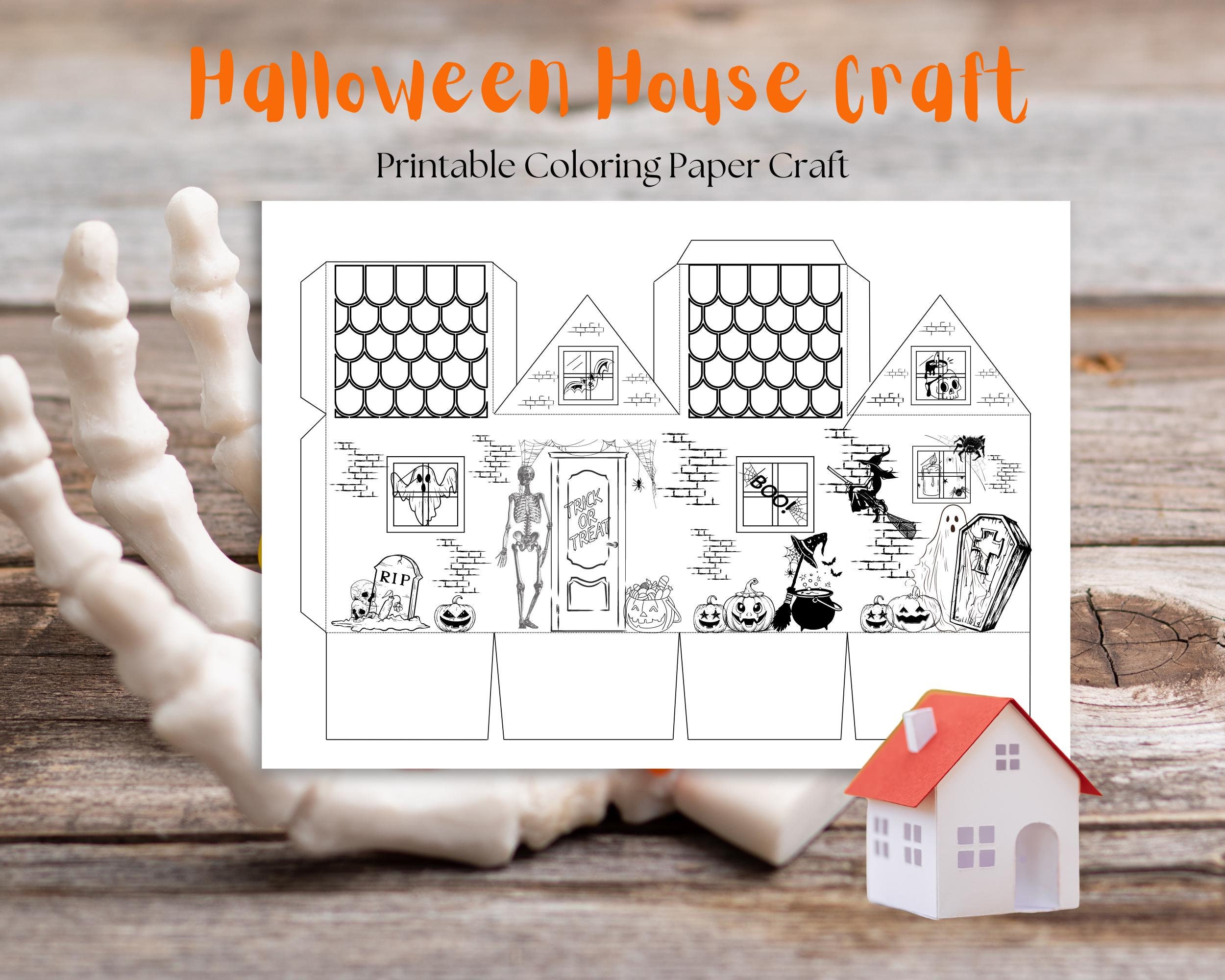 Spooky Halloween House Paper Craft for Kids/printable Halloween Paper ...