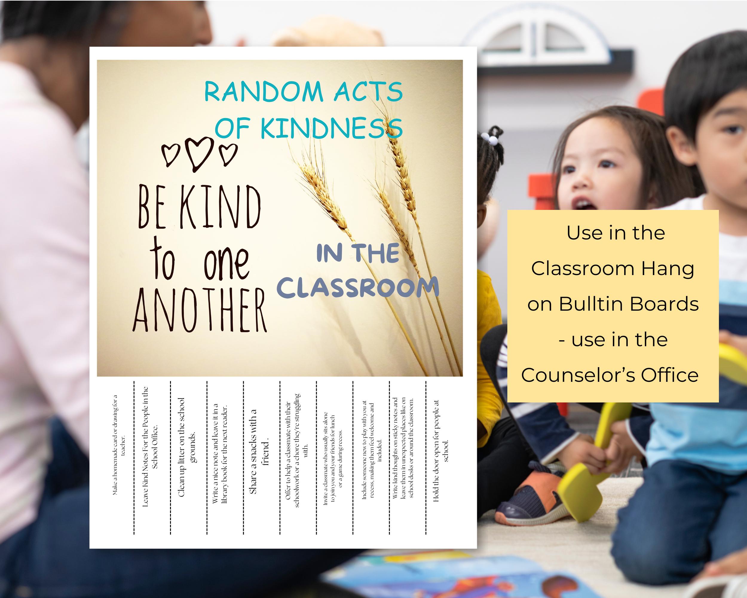 Random Acts of Kindness Teacher's Can Use in the Classroom. Tear off ...
